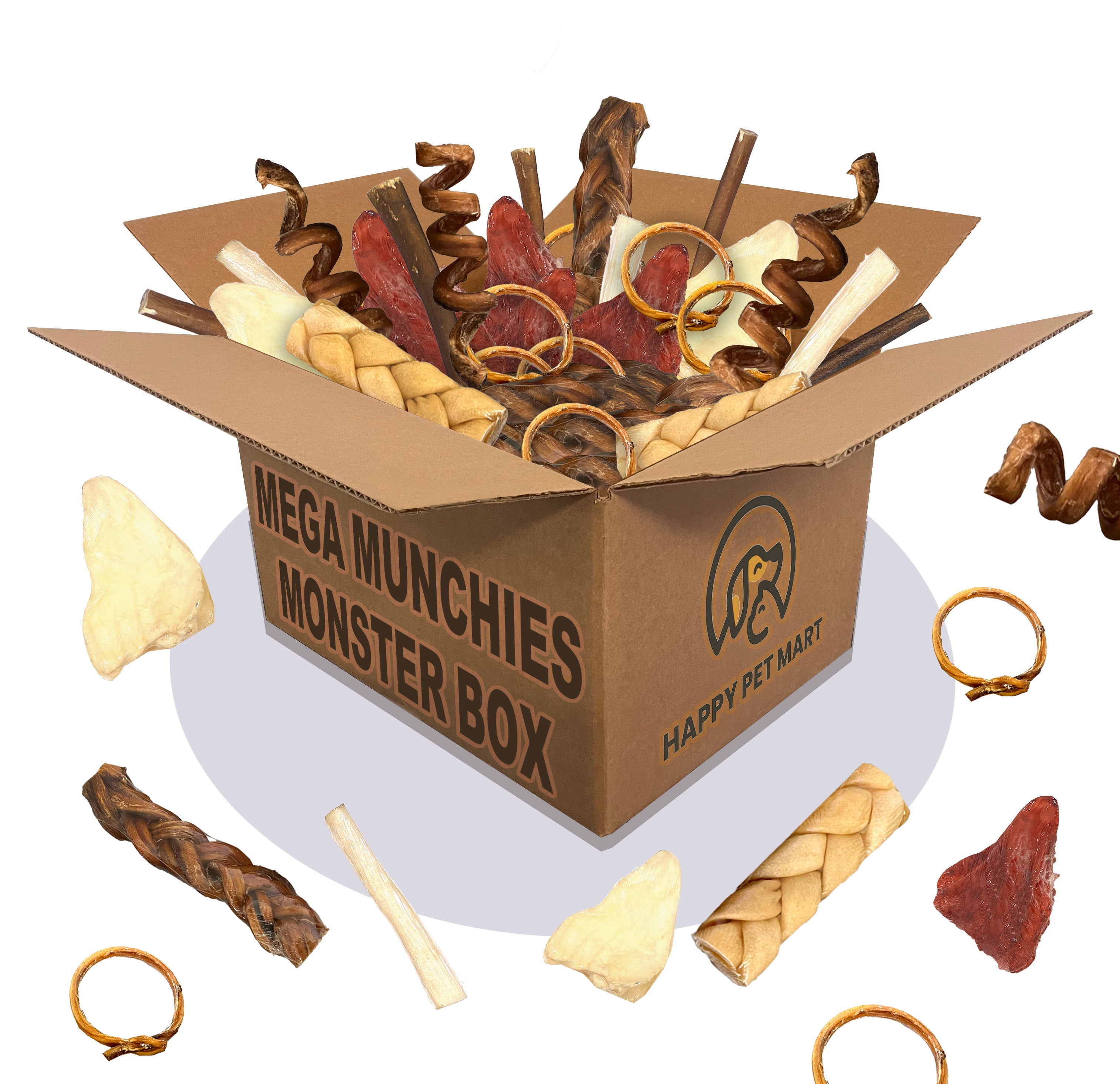 Natural Dog treats: Mega Munchies Monster Box - Chews – HAPPYPETMART