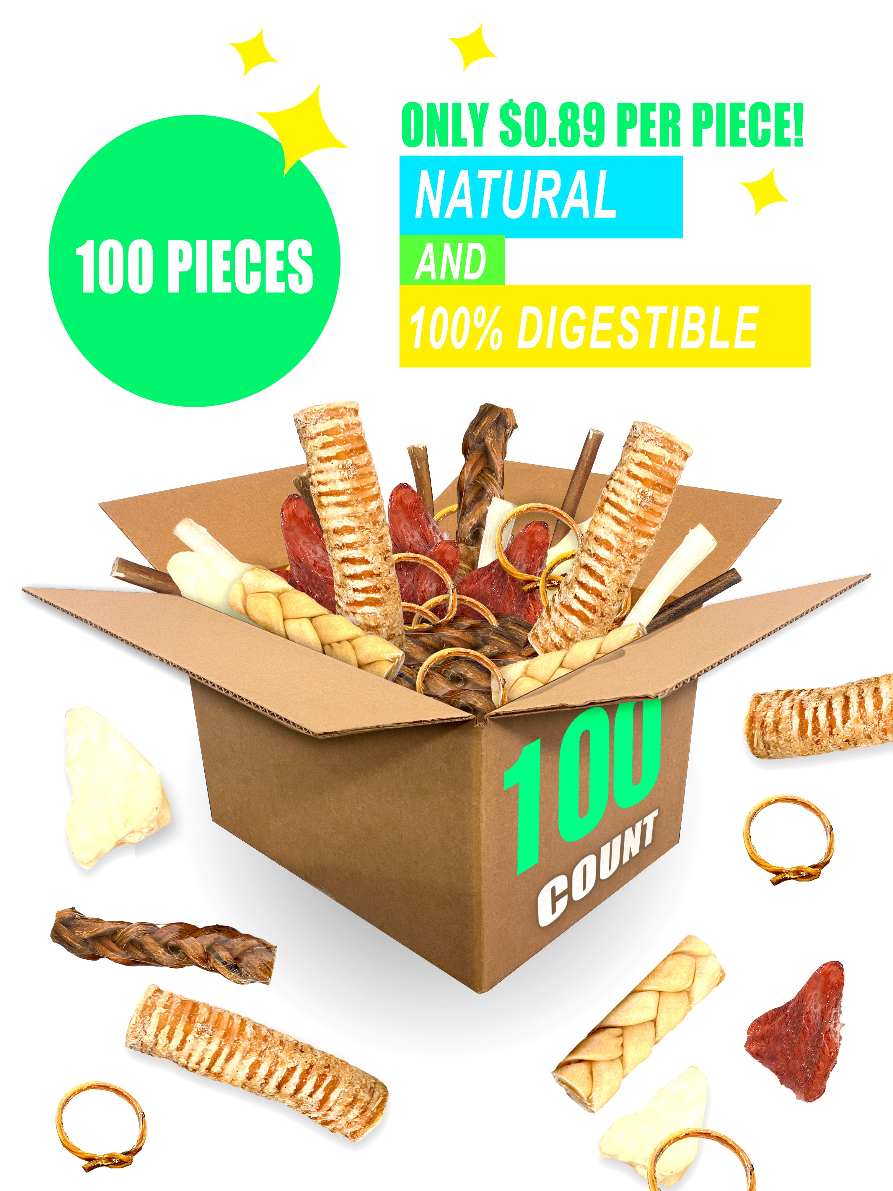 Natural Dog treats: Mega Munchies Monster Box - Chews – HAPPYPETMART